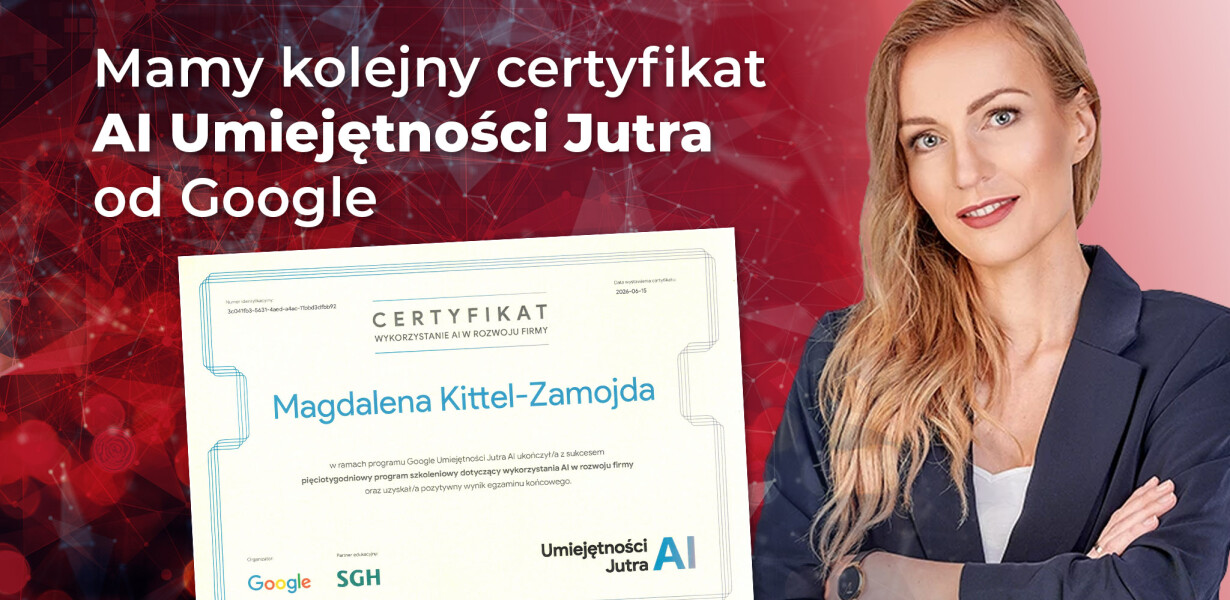 KZ Nieruchomości - Certyfikat AI Google i SGH dla współwłaścicielki KZ N